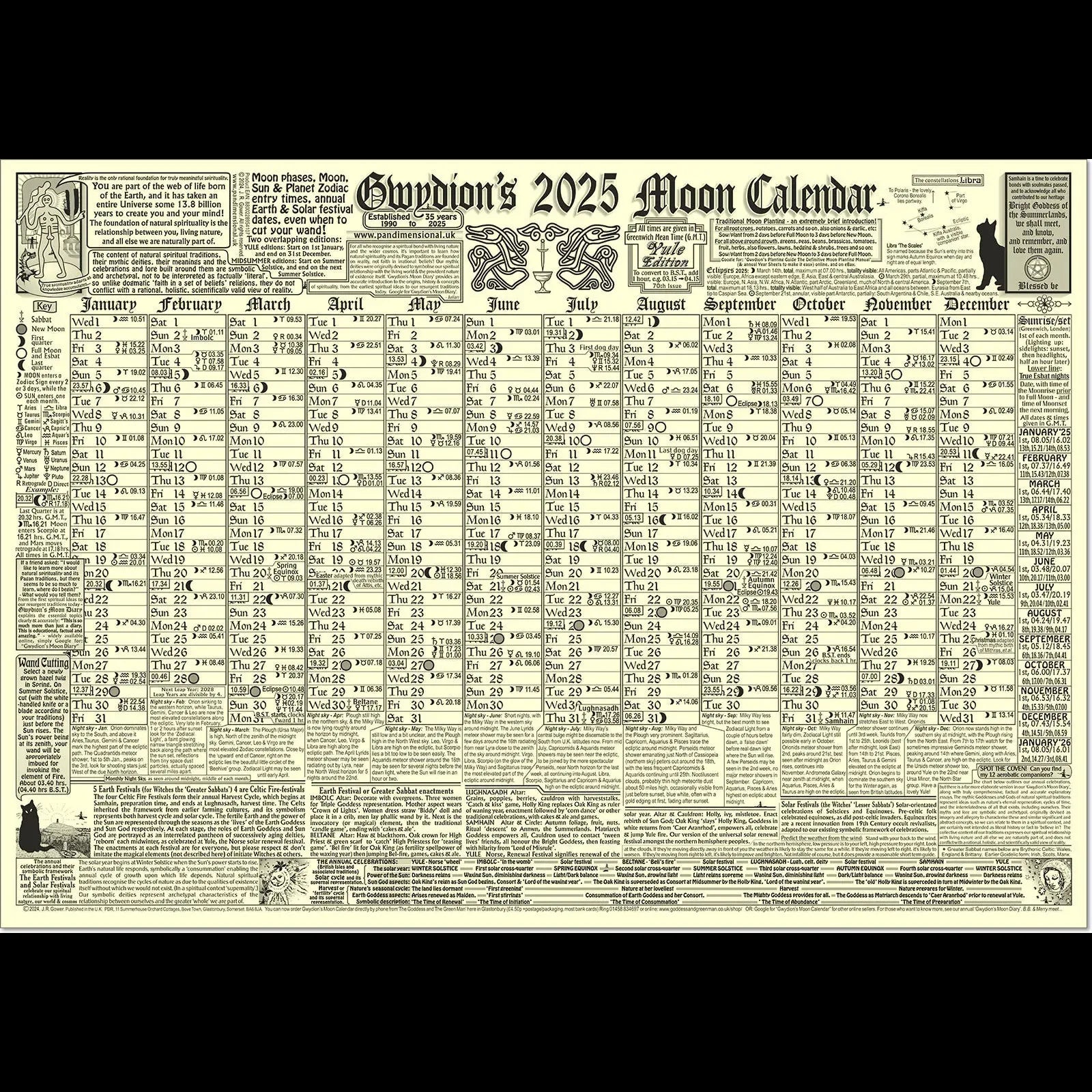 GWYDION'S MOON CALENDAR 2026 'Yule' edition | Magical & Witchcraft Su ...